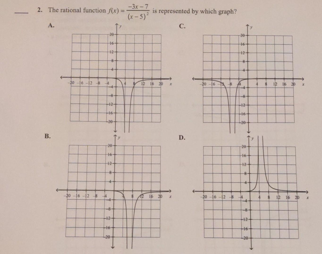 Solved - 2. The rational function f(x) = -3x – 7 is | Chegg.com