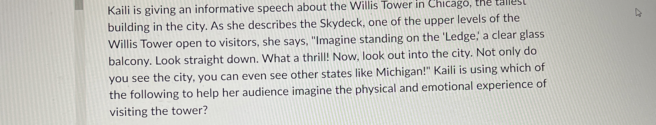 Solved Kaili is giving an informative speech about the | Chegg.com