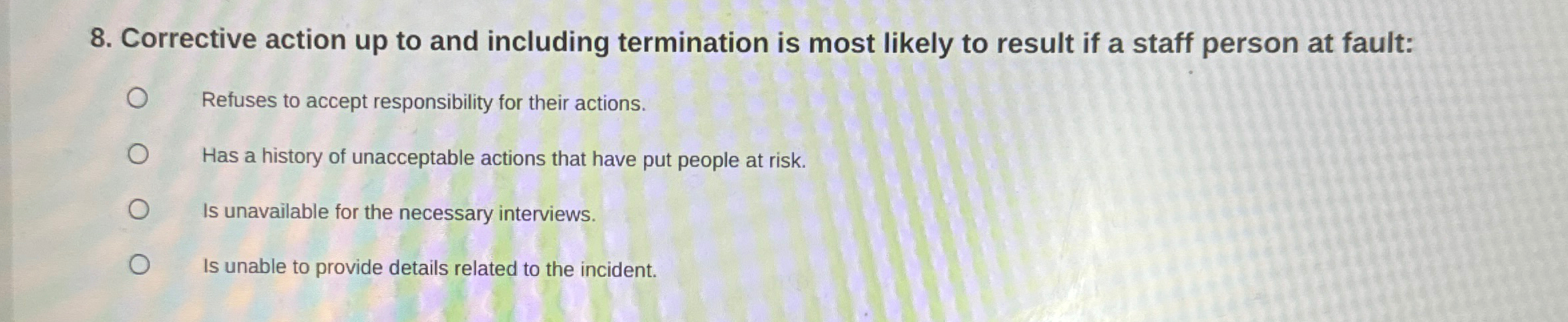 Solved Corrective action up to and including termination is | Chegg.com