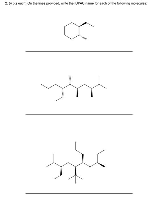 Solved 2. (4 pts each) On the lines provided, write the | Chegg.com