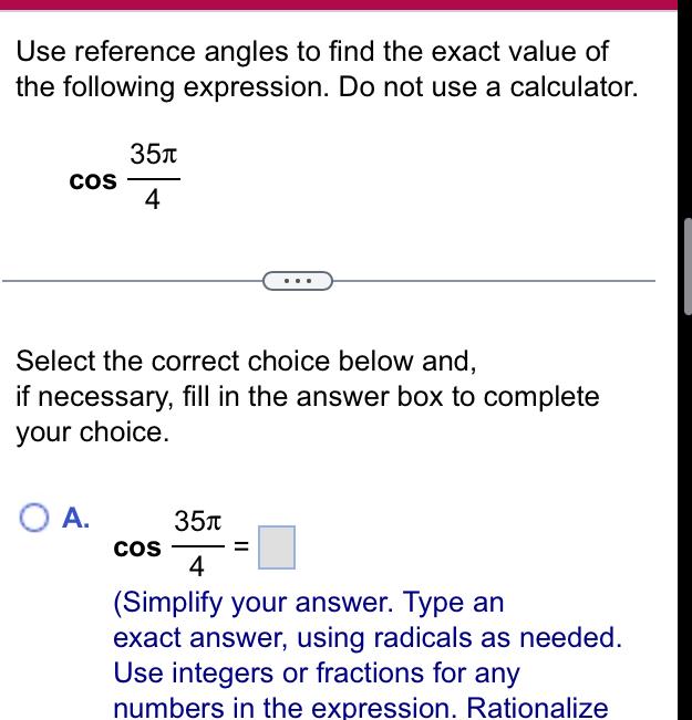 Solved Use reference angles to find the exact value of the | Chegg.com
