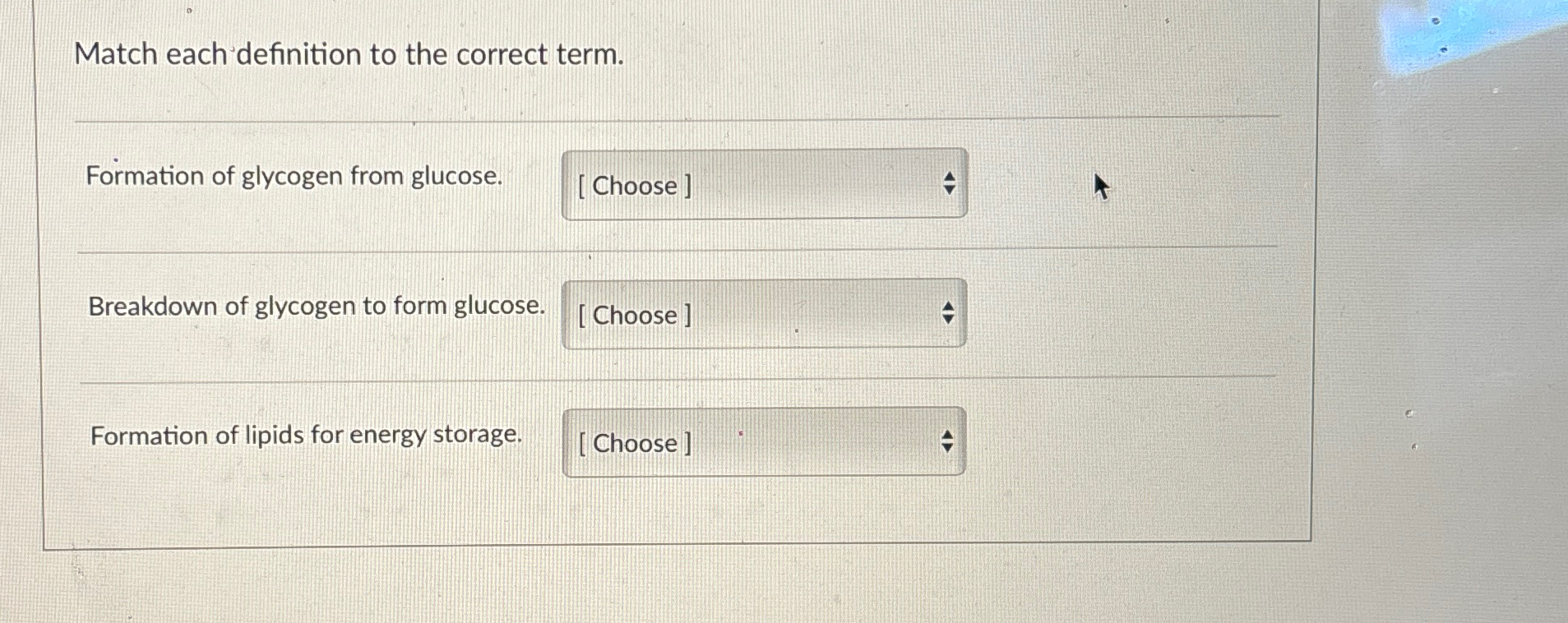 Solved Match each definition to the correct term.Formation | Chegg.com