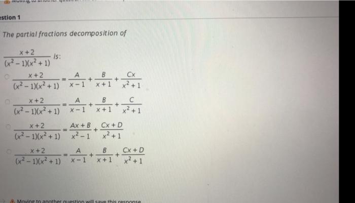 Solved The partial fractions decomposition of | Chegg.com