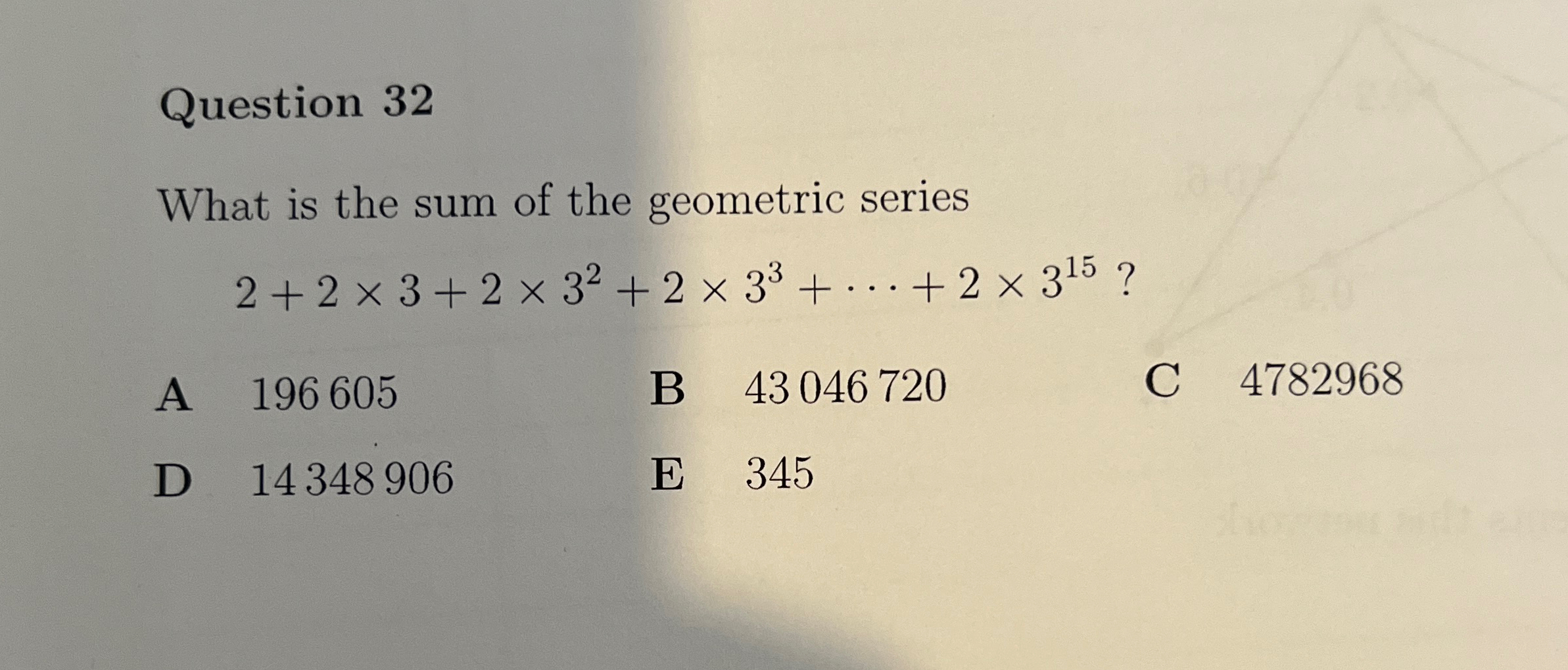 Solved Question 32What is the sum of the geometric | Chegg.com