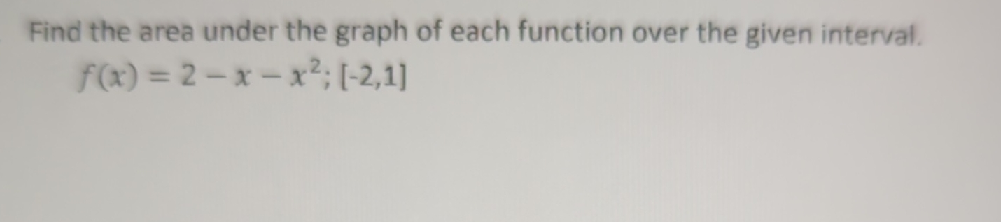 Solved Find the area under the graph of each function over | Chegg.com