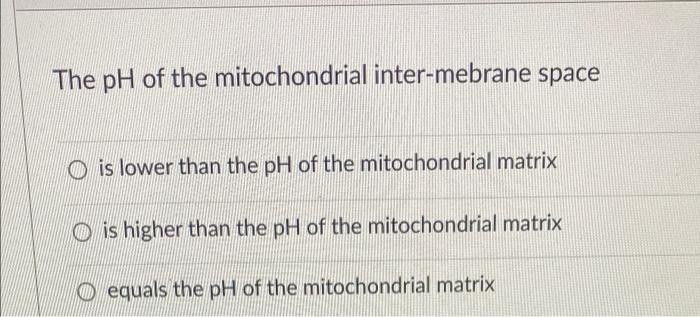 Solved The pH of the mitochondrial inter-mebrane space is | Chegg.com