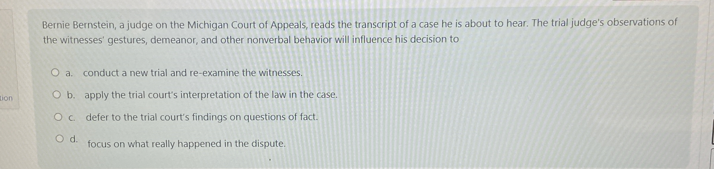Solved Bernie Bernstein, a judge on the Michigan Court of | Chegg.com
