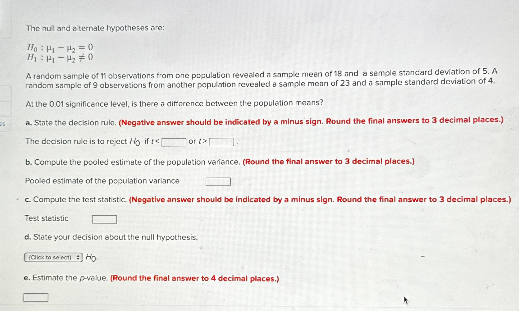 Solved The null and alternate hypotheses | Chegg.com