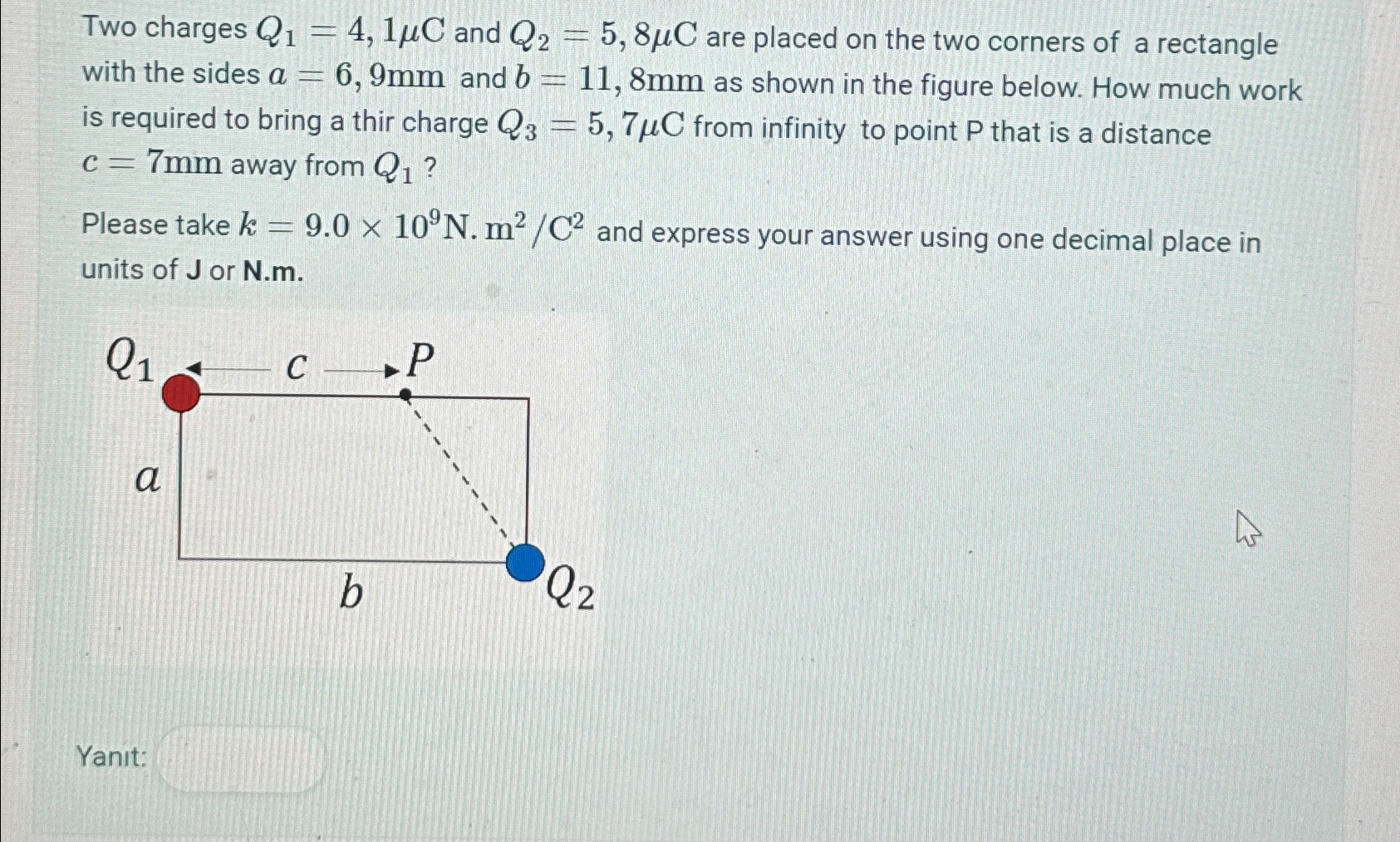 Solved Two charges Q1=4,1μC ﻿and Q2=5,8μC ﻿are placed on the | Chegg.com