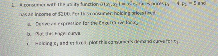 Solved A consumer with the utility function U(x1,x2)=x12x23 | Chegg.com