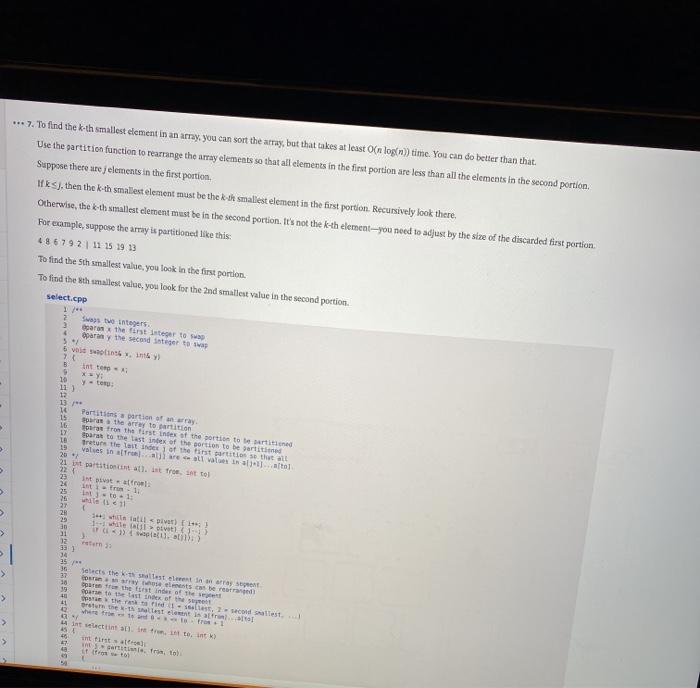 7. To find the k-th smallest element in an array, | Chegg.com