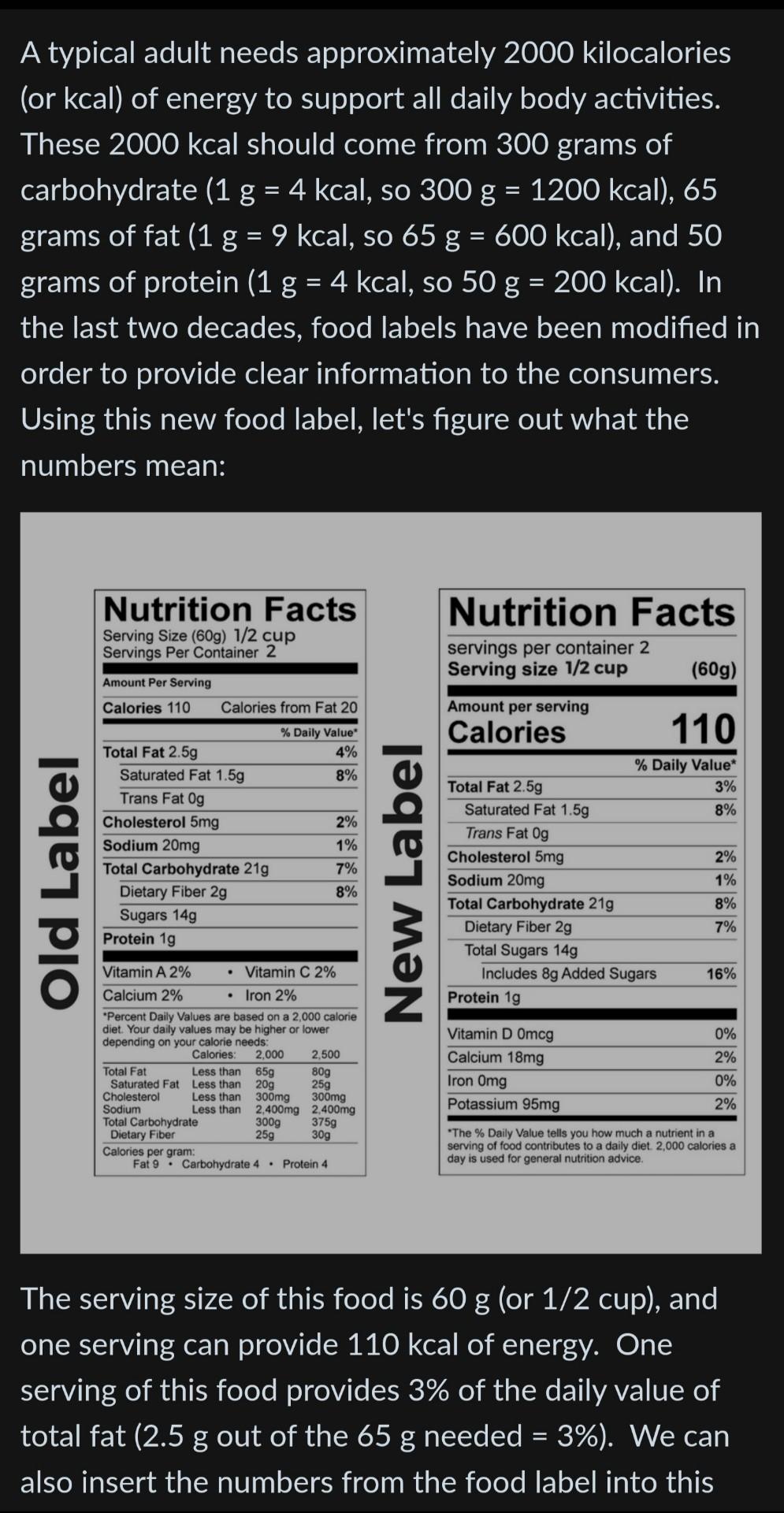 Solved A typical adult needs approximately 2000 kilocalories | Chegg.com