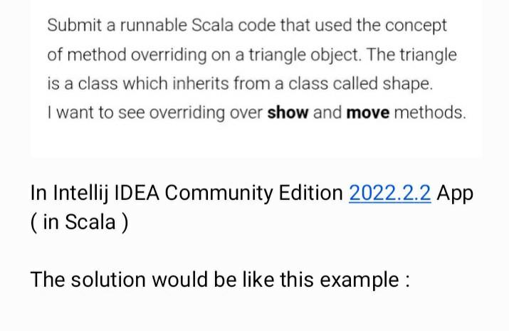 Solved Submit a runnable Scala code that used the concept of | Chegg.com