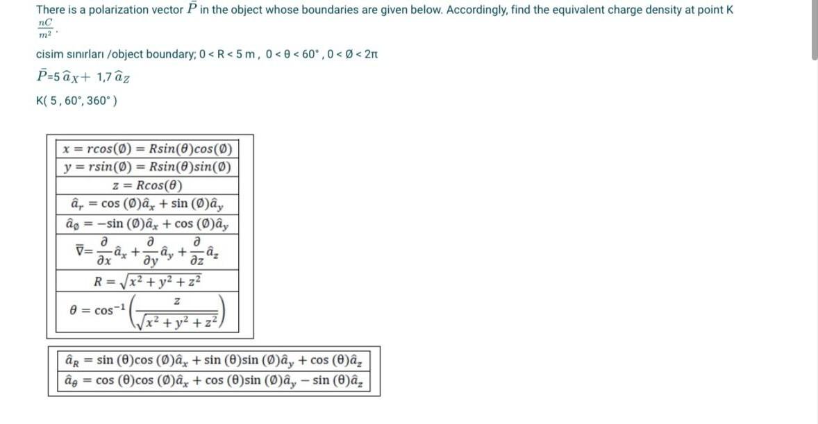 Solved There is a polarization vector Pˉ in the object whose | Chegg.com