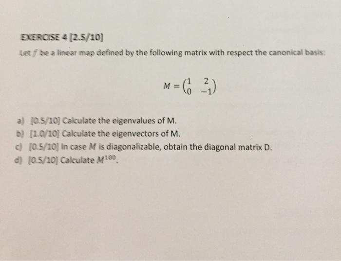 Solved EXERCISE 4 [2.5/10] Letf be a linear map defined by | Chegg.com