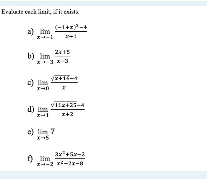 Solved Evaluate each limit, if it exists. a) | Chegg.com
