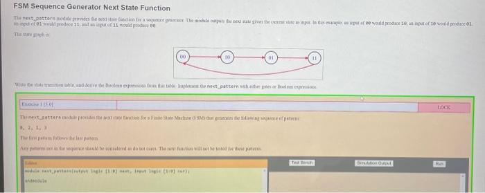 FSM Sequence Generator Next State Function The next | Chegg.com