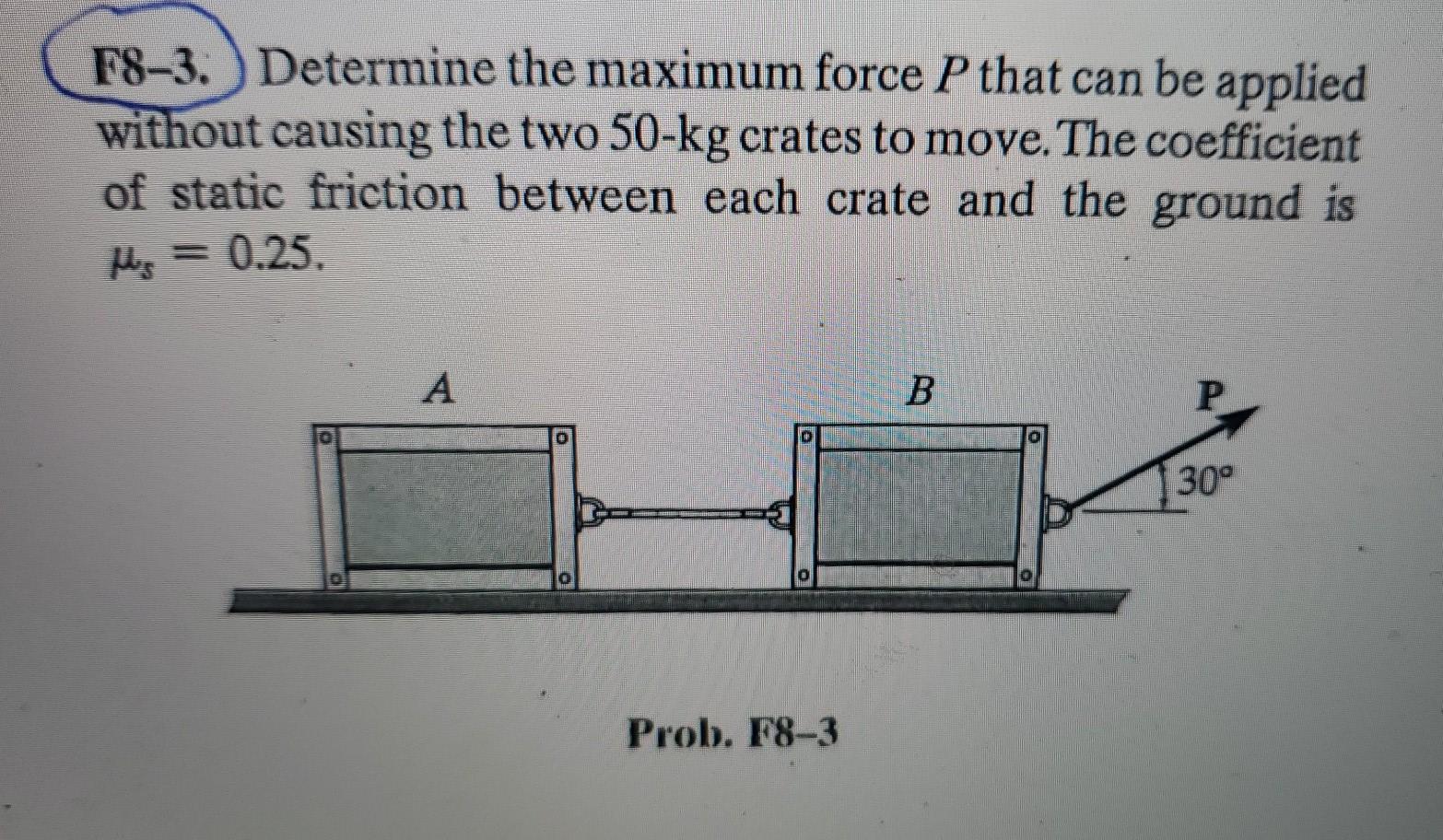 Solved F8-3. Determine the maximum force P that can be | Chegg.com