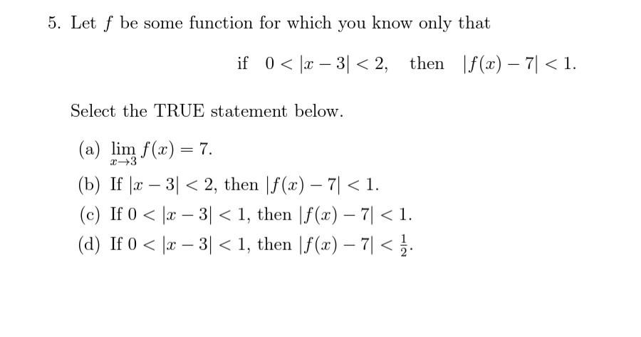 Solved 5. Let f be some function for which you know only | Chegg.com
