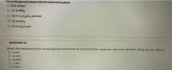 Solved Select the aqueous solution with the lowest boiling | Chegg.com