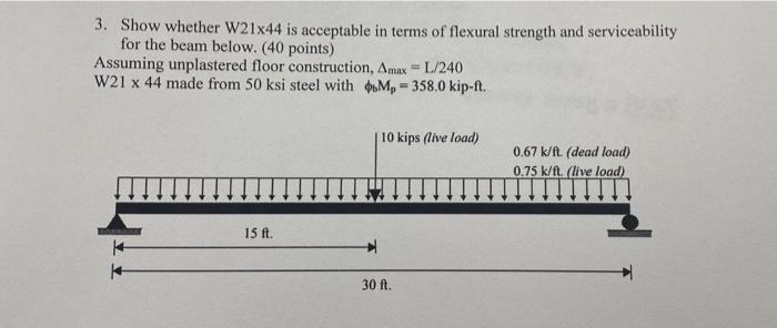 Solved 3. Show whether W21x44 is acceptable in terms of | Chegg.com