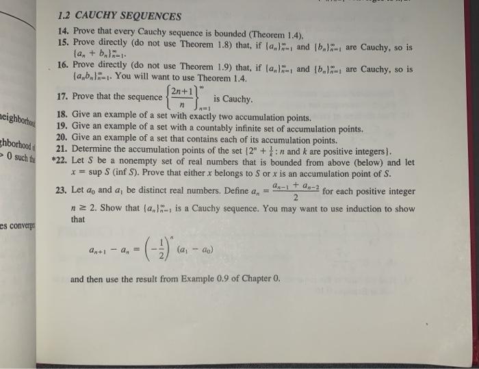 Solved n neighborho 1.2 CAUCHY SEQUENCES 14. Prove that | Chegg.com