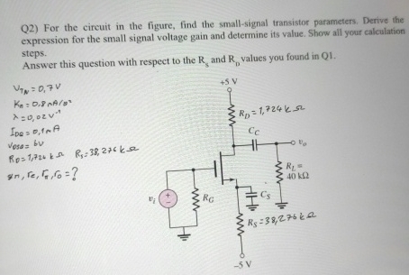 Solved Q2) ﻿For the circuit in the figure, find the | Chegg.com