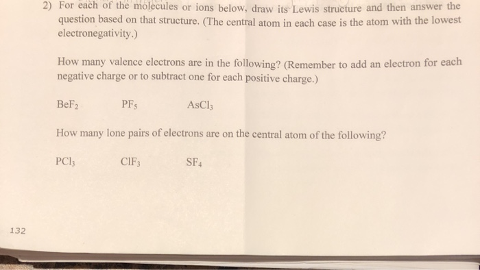 Solved 2) For each of the molecules or ions below, draw its | Chegg.com