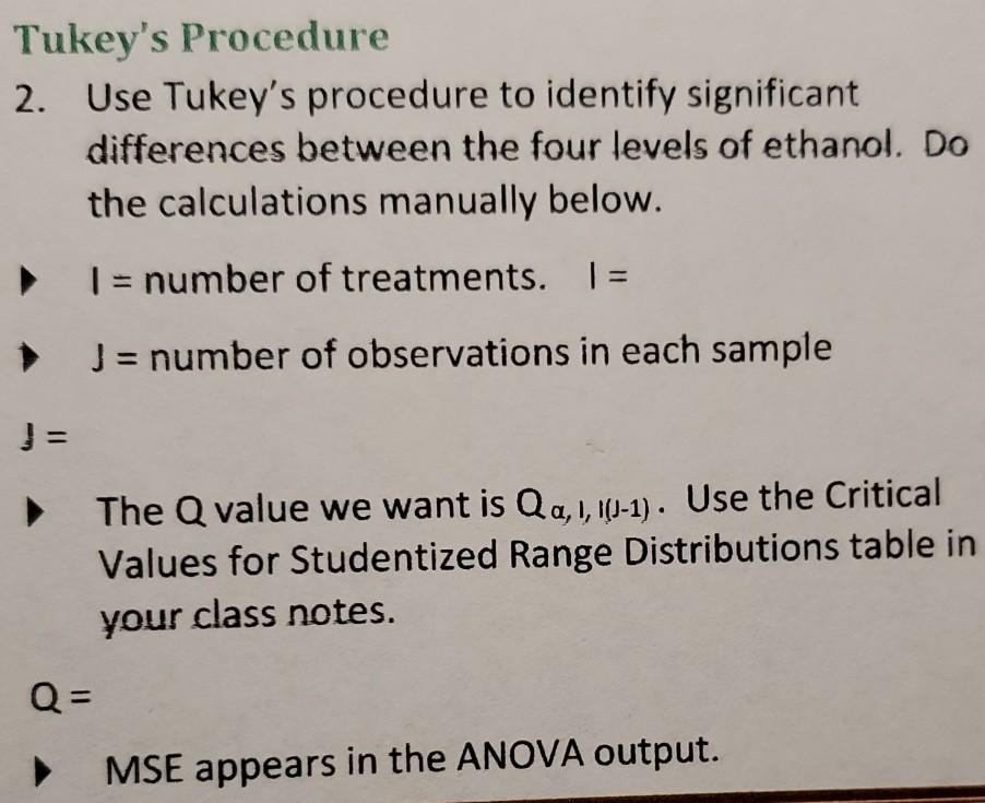 Solved Tukey's Procedure 2. Use Tukey's procedure to | Chegg.com