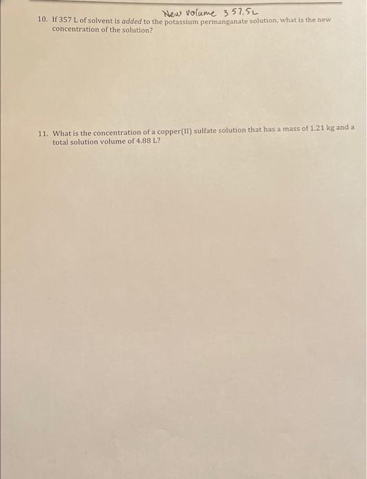 Solved Experiment 11: Solution Concentration NAME: Section | Chegg.com