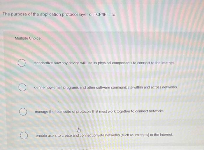 Solved The purpose of the application protocol layer of | Chegg.com