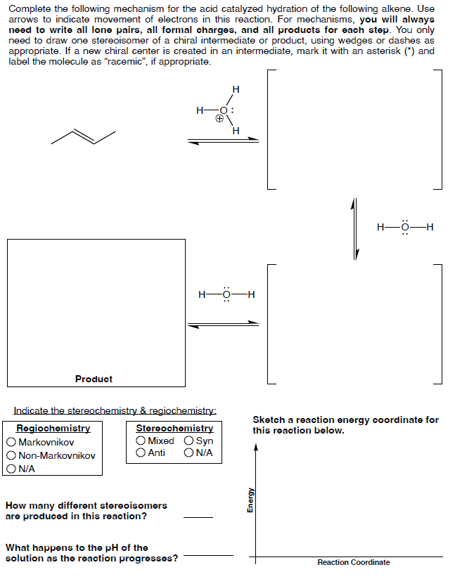 Solved complete the following mechanism for the acid | Chegg.com