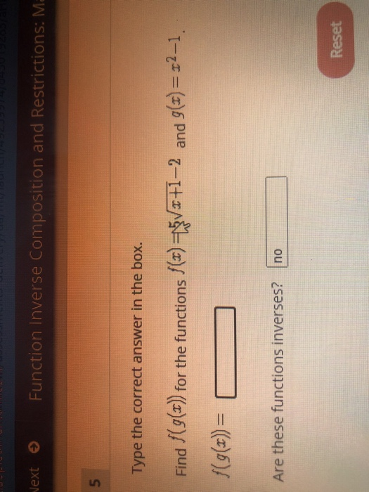 Solved Next Function Inverse Composition and Restrictions: M | Chegg.com