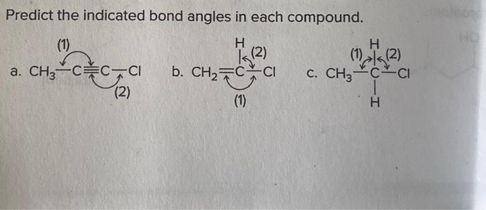Solved Predict the indicated bond angles in each compound. | Chegg.com
