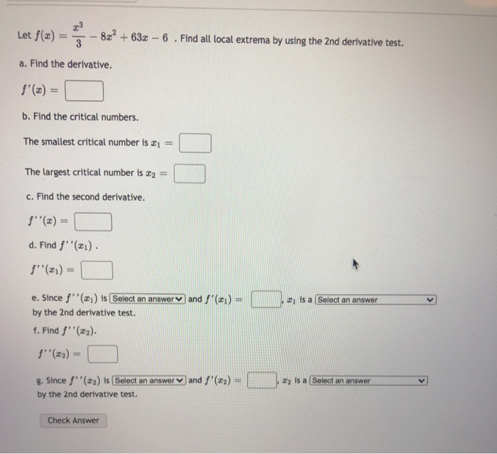 Solved 23 Let f(x) = 8x2 + 632 – 6 . Find all local extrema | Chegg.com