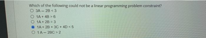 Solved Which of the following could not be a linear | Chegg.com