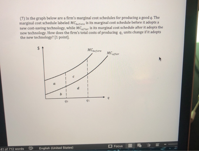 Solved (7) In the graph below are a firm's marginal cost | Chegg.com