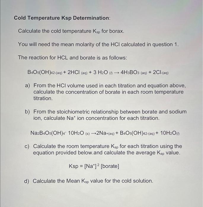 Post Lab Calculations 1. Standardization of HCl | Chegg.com