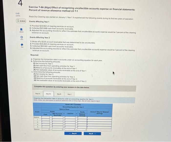 Solved Exercise 7-4A (Algo) Effect of recognizing | Chegg.com