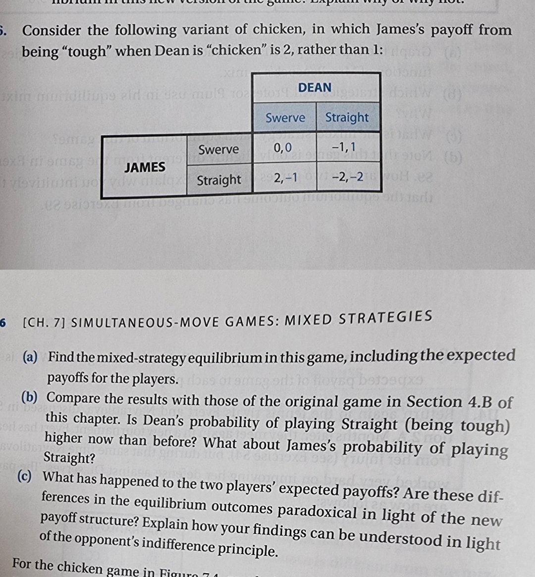 Solved Consider the following variant of chicken, in which | Chegg.com