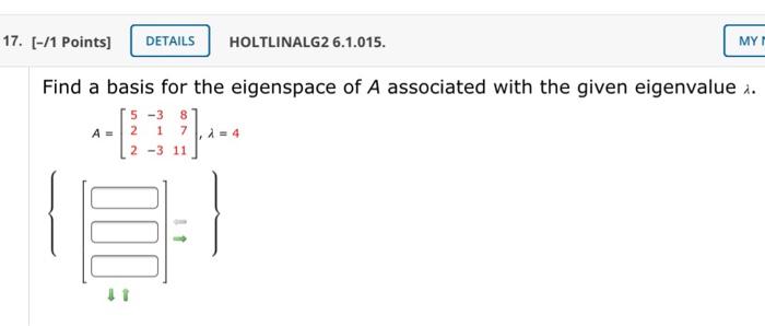 Solved 16. (-/2 points) DETAILS HOLTLINALG2 5.3.020. MY | Chegg.com Solved 16. (-/2 points) DETAILS HOLTLINALG2 5.3.020. MY | Chegg.com
