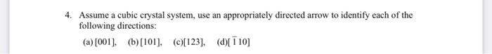 Solved 4. Assume a cubic crystal system, use an | Chegg.com