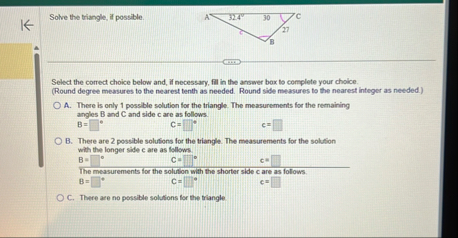 Solved Solve the triangle, if possible.c=q,The measurements | Chegg.com