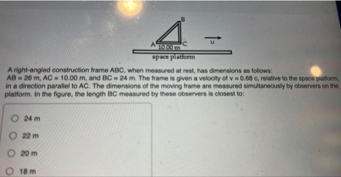 [Solved]: A right-angled construction frame ( A B C ), wh