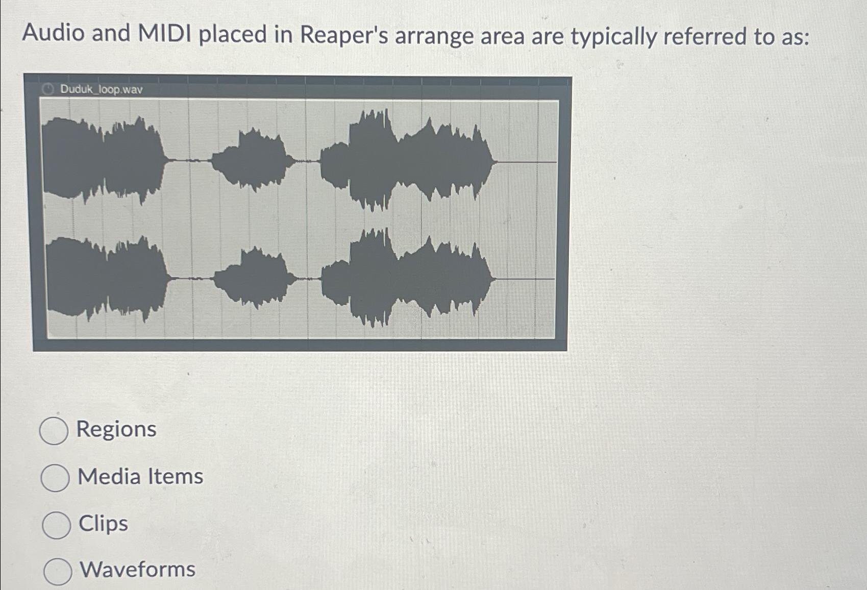 Solved Audio and MIDI placed in Reaper's arrange area are | Chegg.com