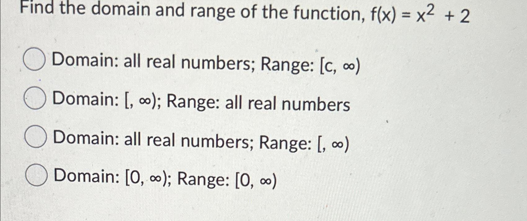 Solved Find the domain and range of the function, | Chegg.com