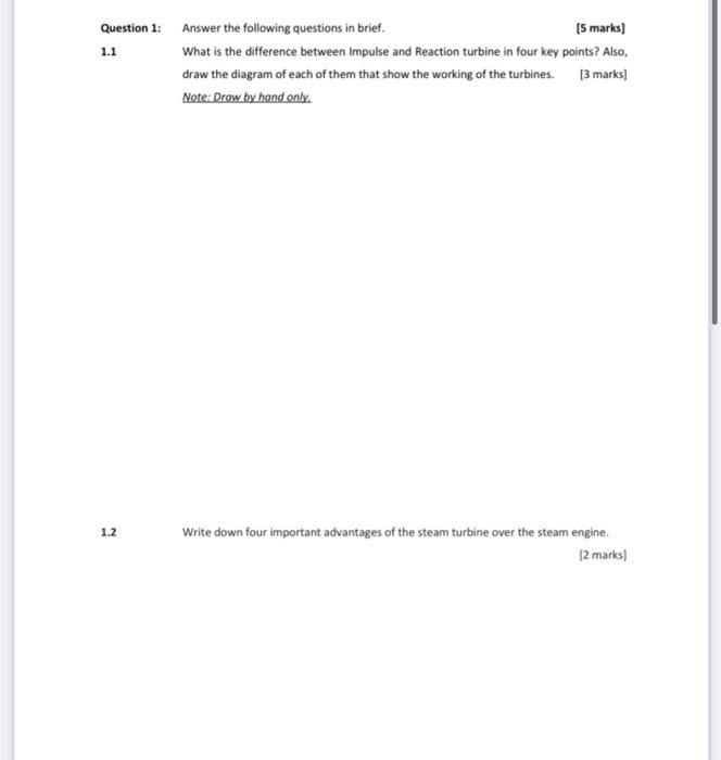 Solved Question 1: Answer the following questions in brief. | Chegg.com