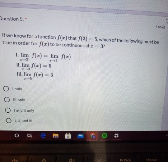 Solved Question 5:* 1 point If we know for a function f(x) | Chegg.com