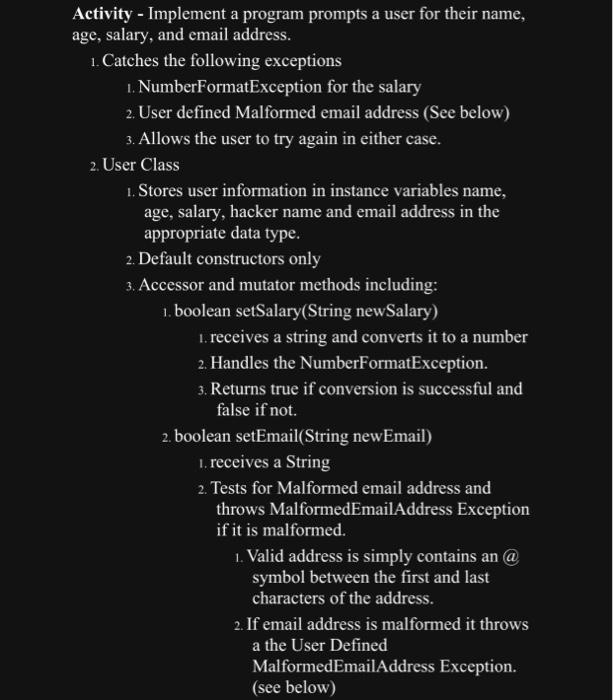Solved Activity - Implement a program prompts a user for | Chegg.com