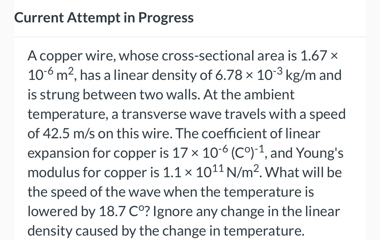 Solved Current Attempt in ProgressA copper wire, whose | Chegg.com
